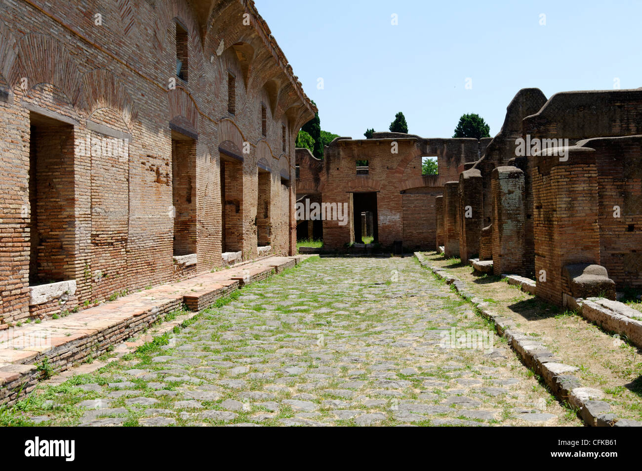 Ostia Antica. Lazio. Italy. View to the left of the Casa di Diana which ...
