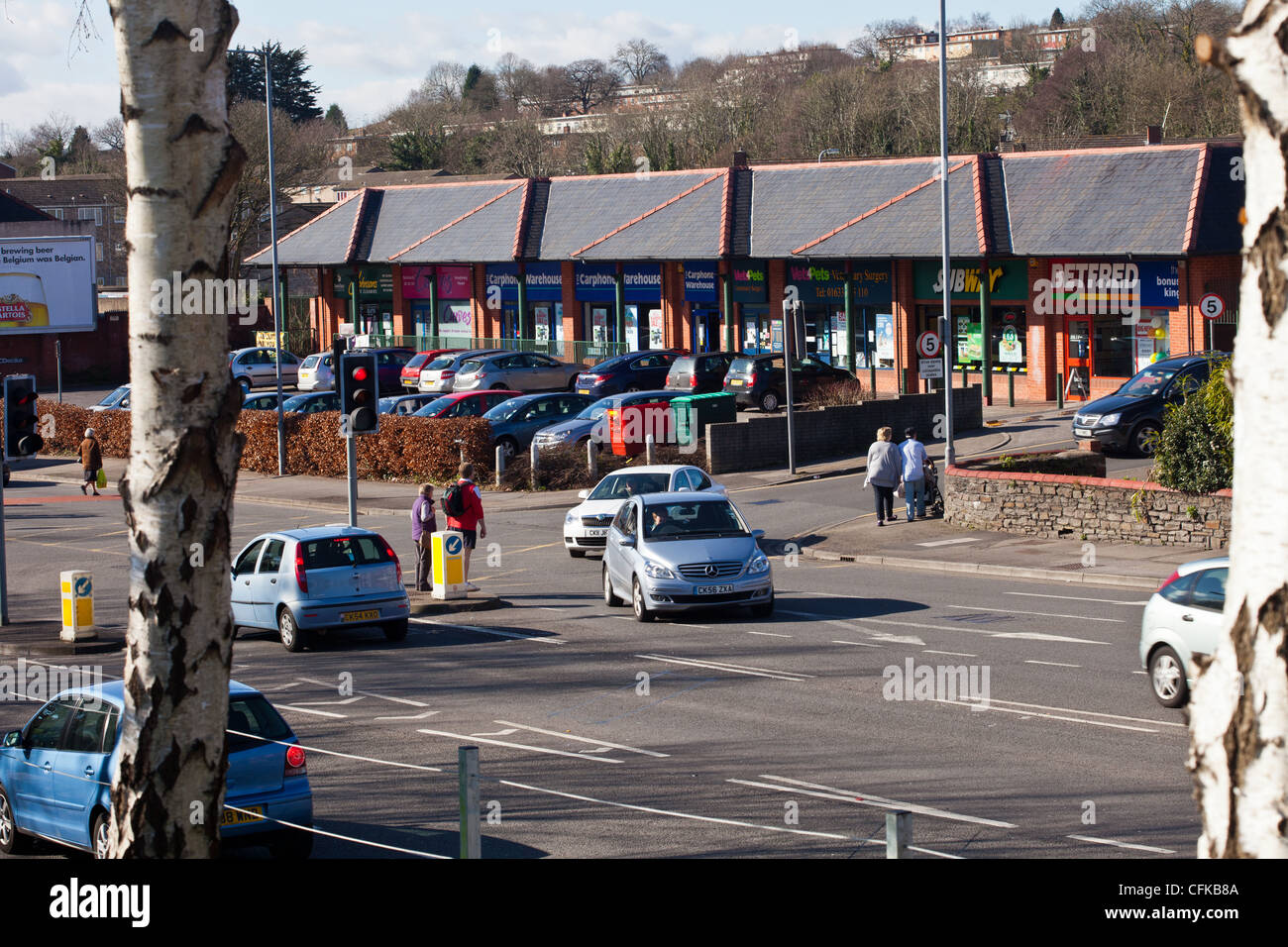 small retail center on cardiff road,newport,wales,uk Stock Photo - Alamy