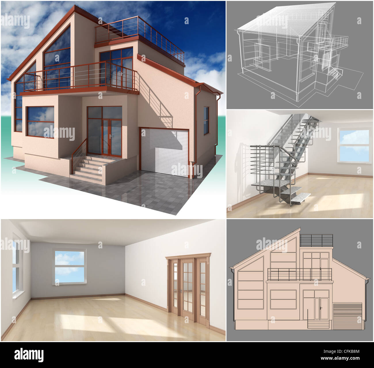 The project of residential house. 3D image Stock Photo - Alamy