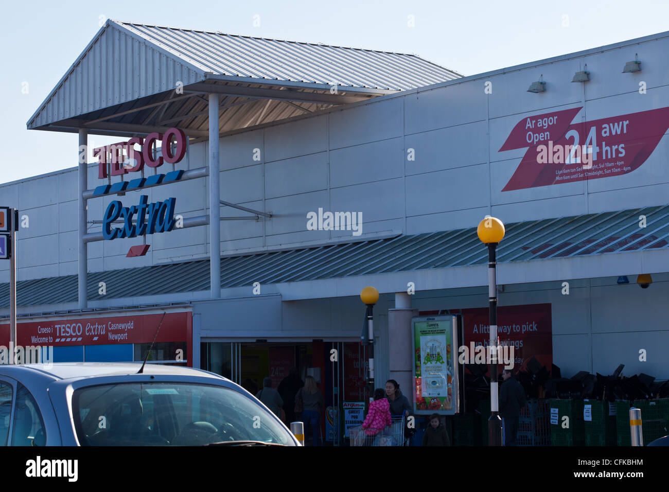 Tesco Extra entrance and external sign Stock Photo - Alamy