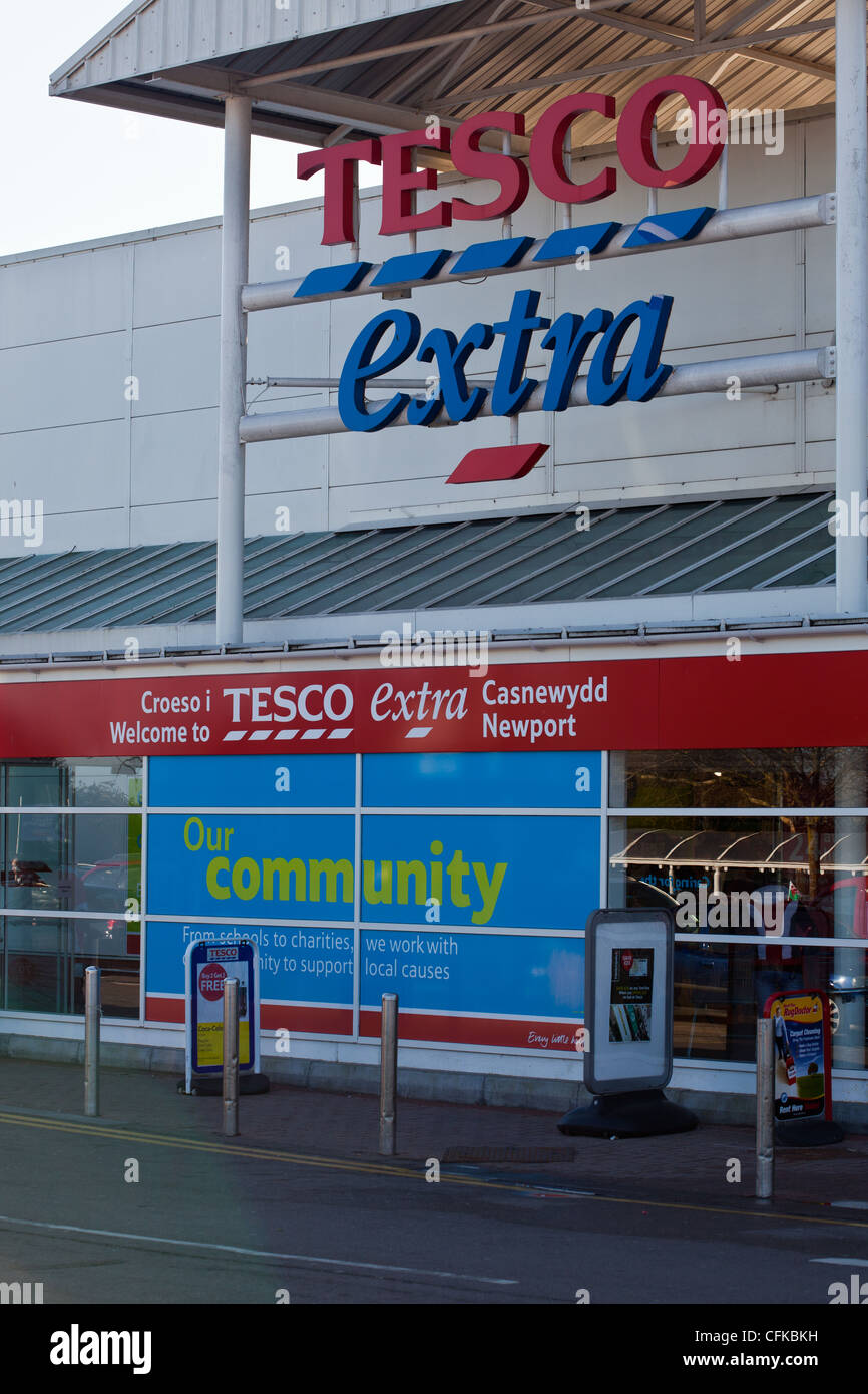 Tesco Extra entrance and external sign Stock Photo - Alamy