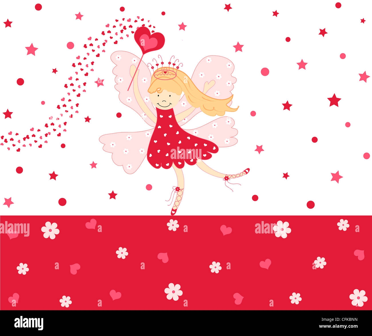 Red hearts and flowers love fairy illustration Stock Photo - Alamy