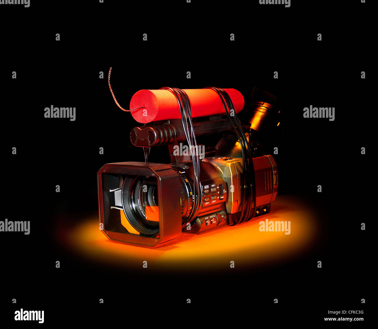 Dynamite tied to Video Camera Stock Photo - Alamy