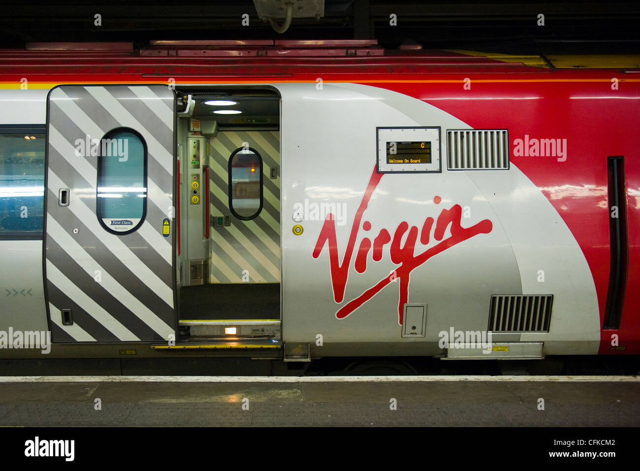 London , Euston Railways Station Virgin Rail railway train first class ...