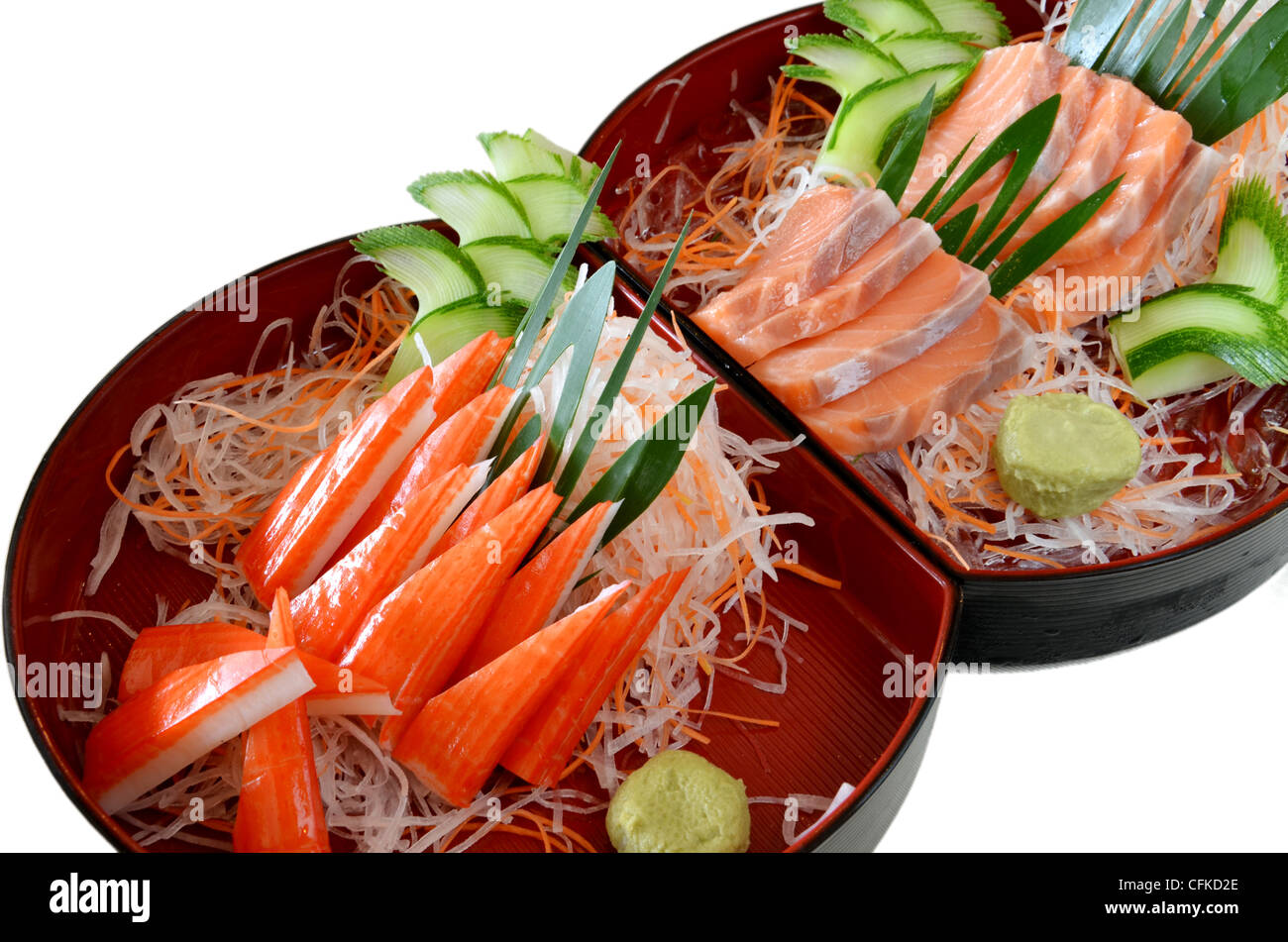 Japanese Cuisine ,Crabmeat sticks and salmon Stock Photo - Alamy