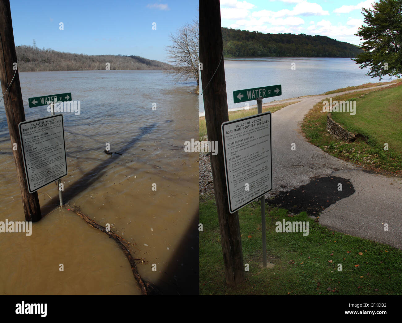 Water level during and after flood Ohio River Moscow Ohio sequence ...