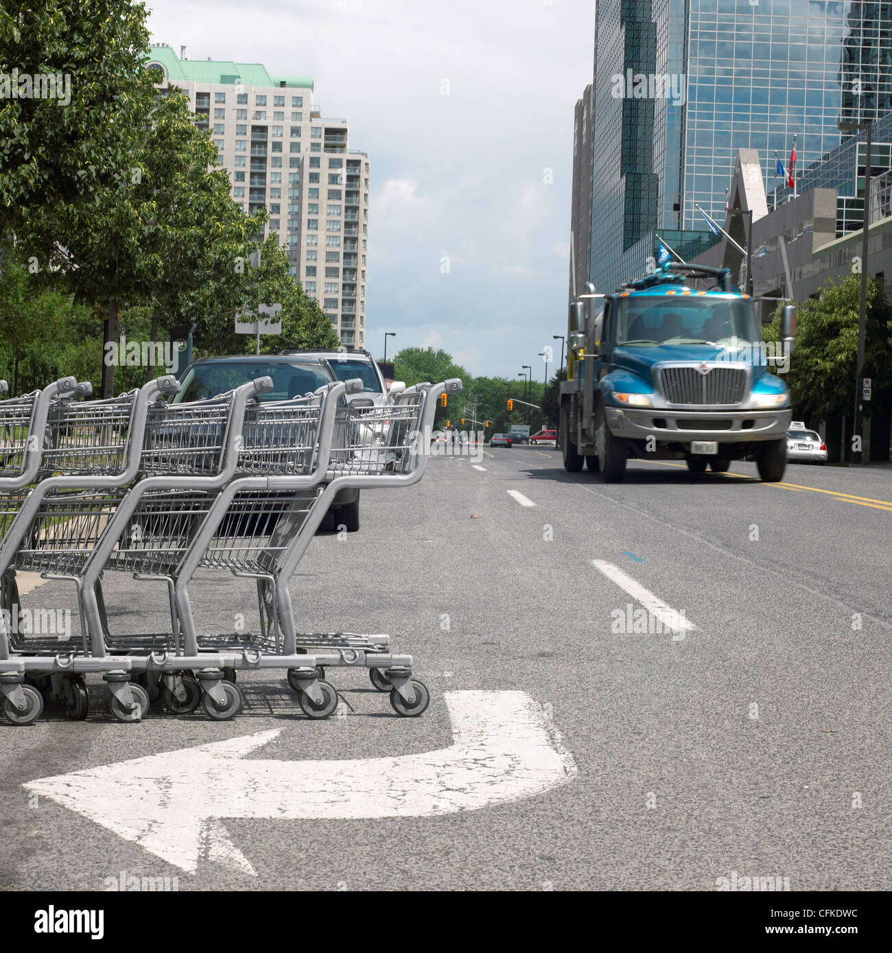 Stacked Shopping Carts on Downtown Street Stock Photo - Alamy