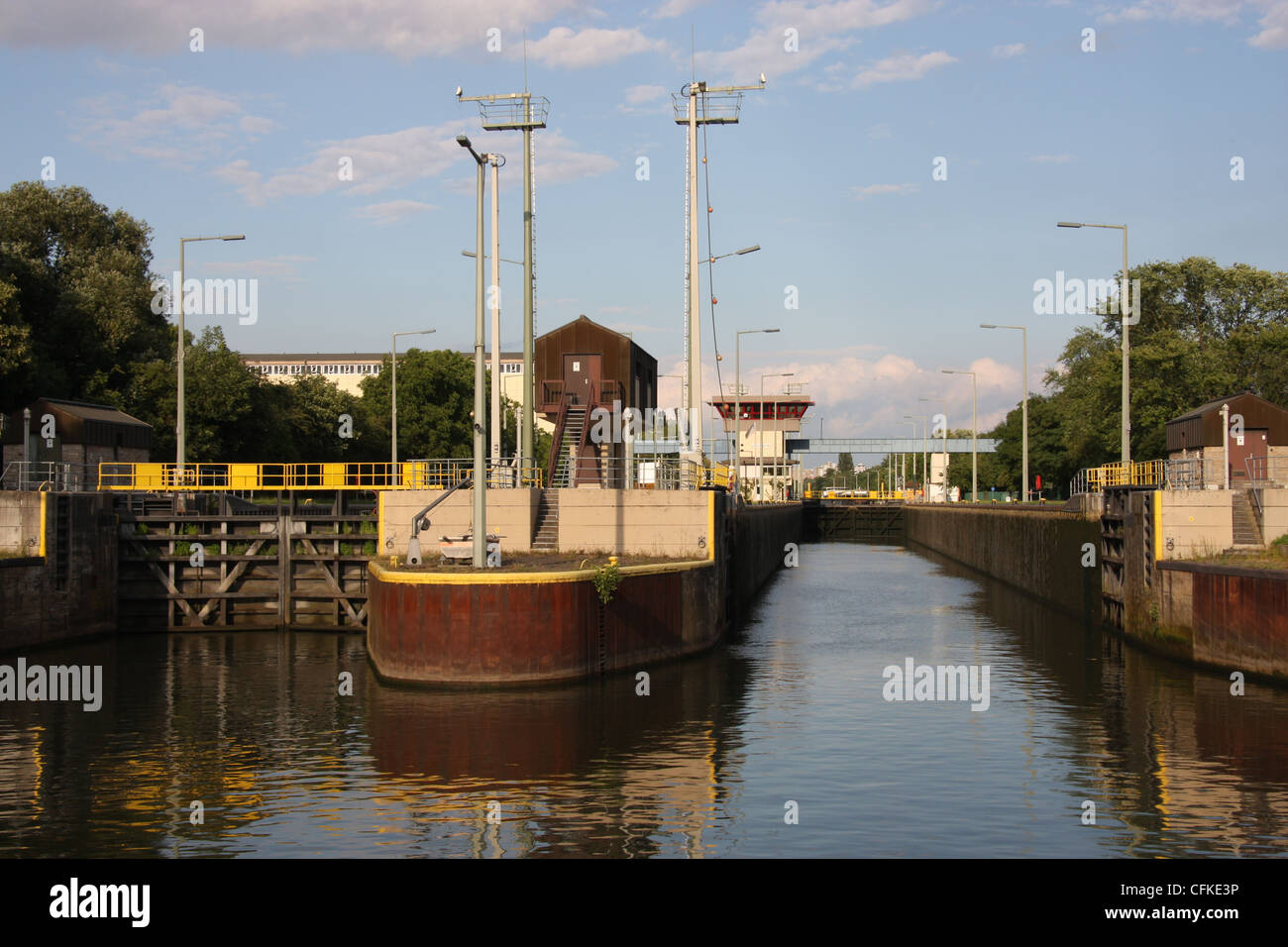Canal locks at Griesheim on the Main River downstream of Frankfurt ...