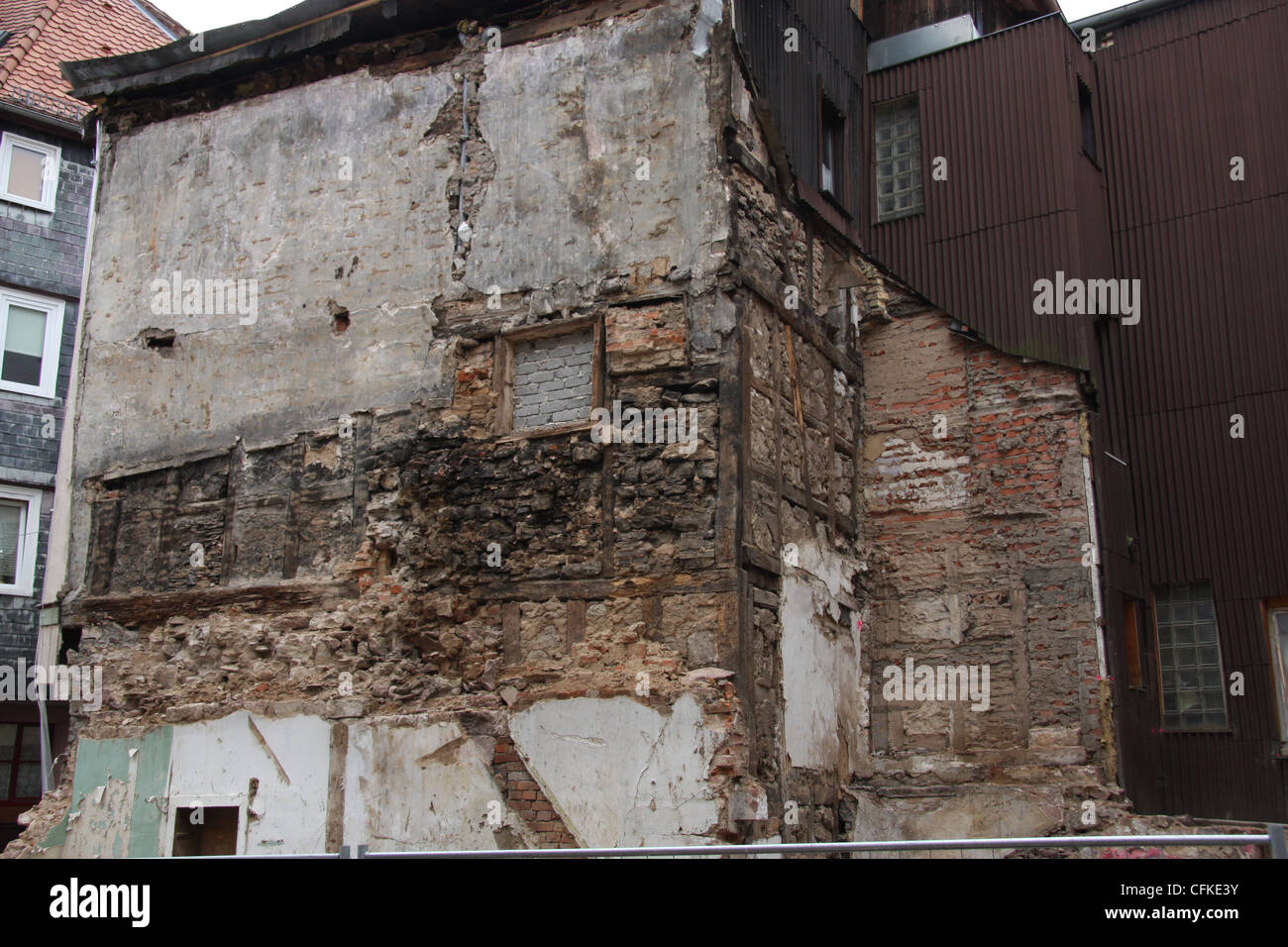 Exposed wall reveals the old construction methods used at Wertheim ...