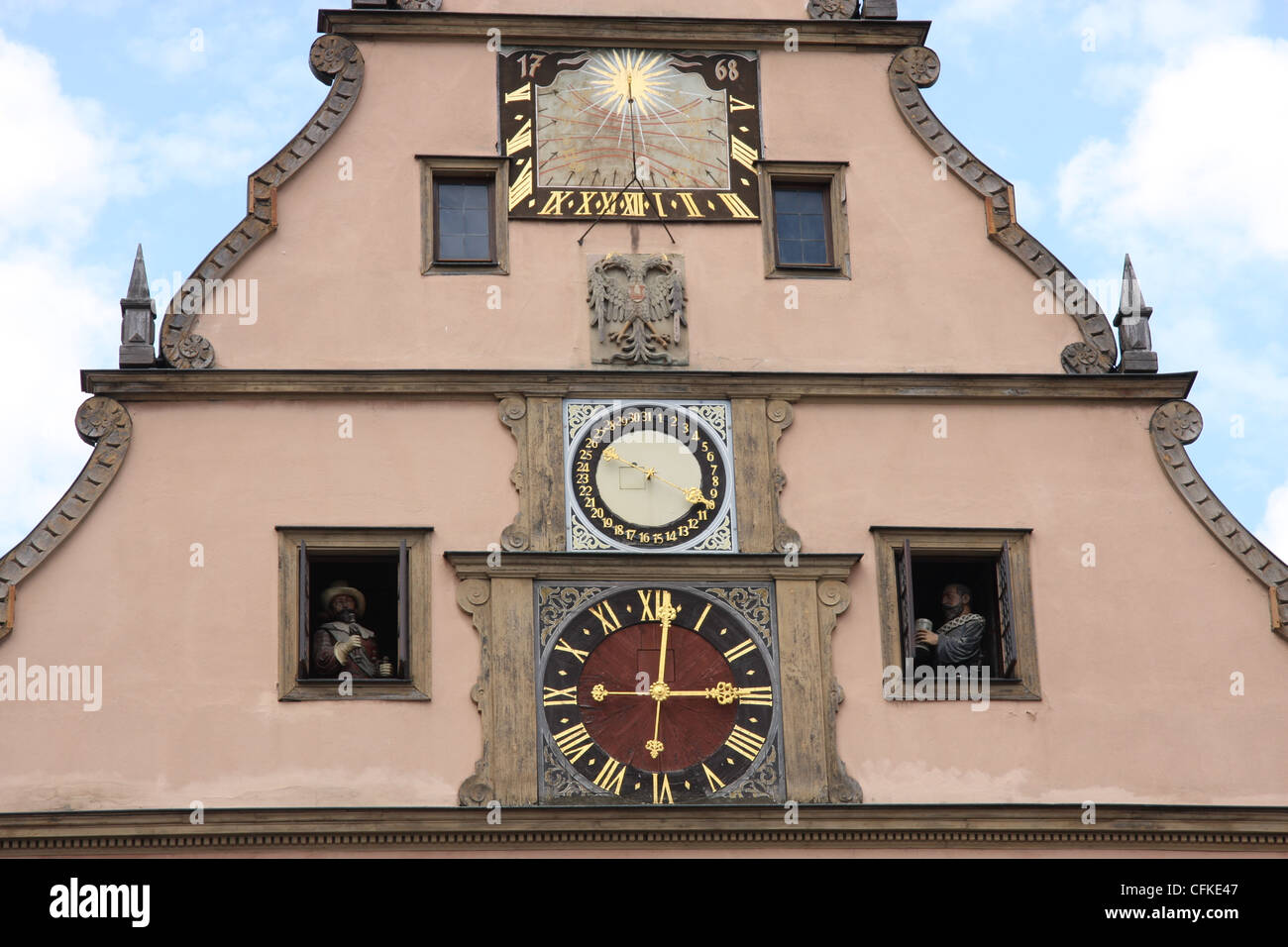 Rothenburg, Market Place and clock from 1768 Stock Photo - Alamy
