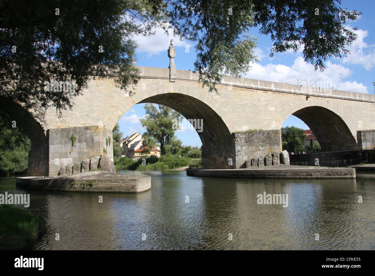 The Old Stone Bridge across the Danube River at Regensburg, Germany ...