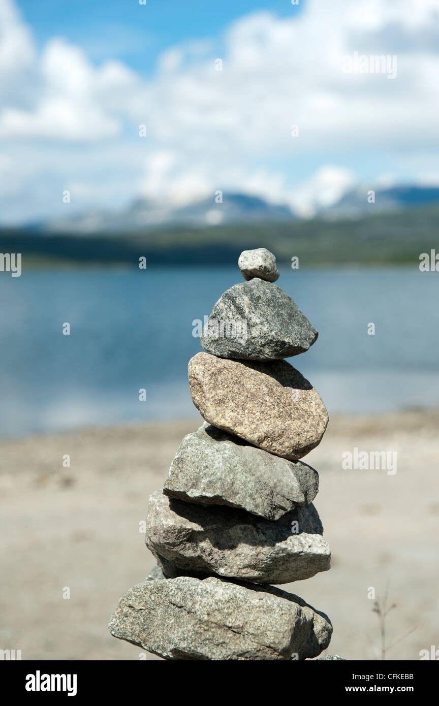 A pile of rocks on top of each other at the Sysen Dam in Norway Stock ...