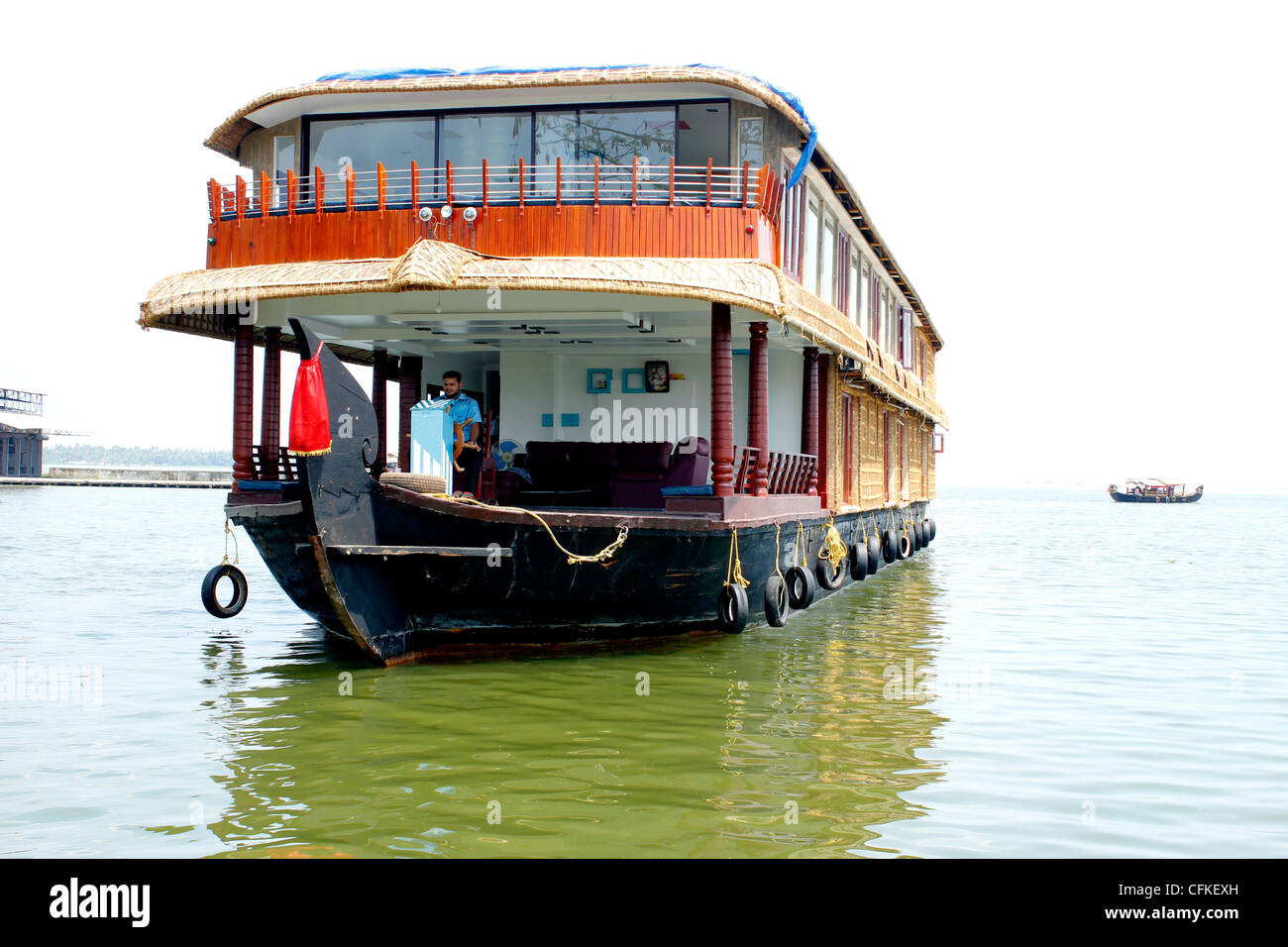Traditional Houseboat on the backwaters of Alleppy, Kerala Stock Photo ...