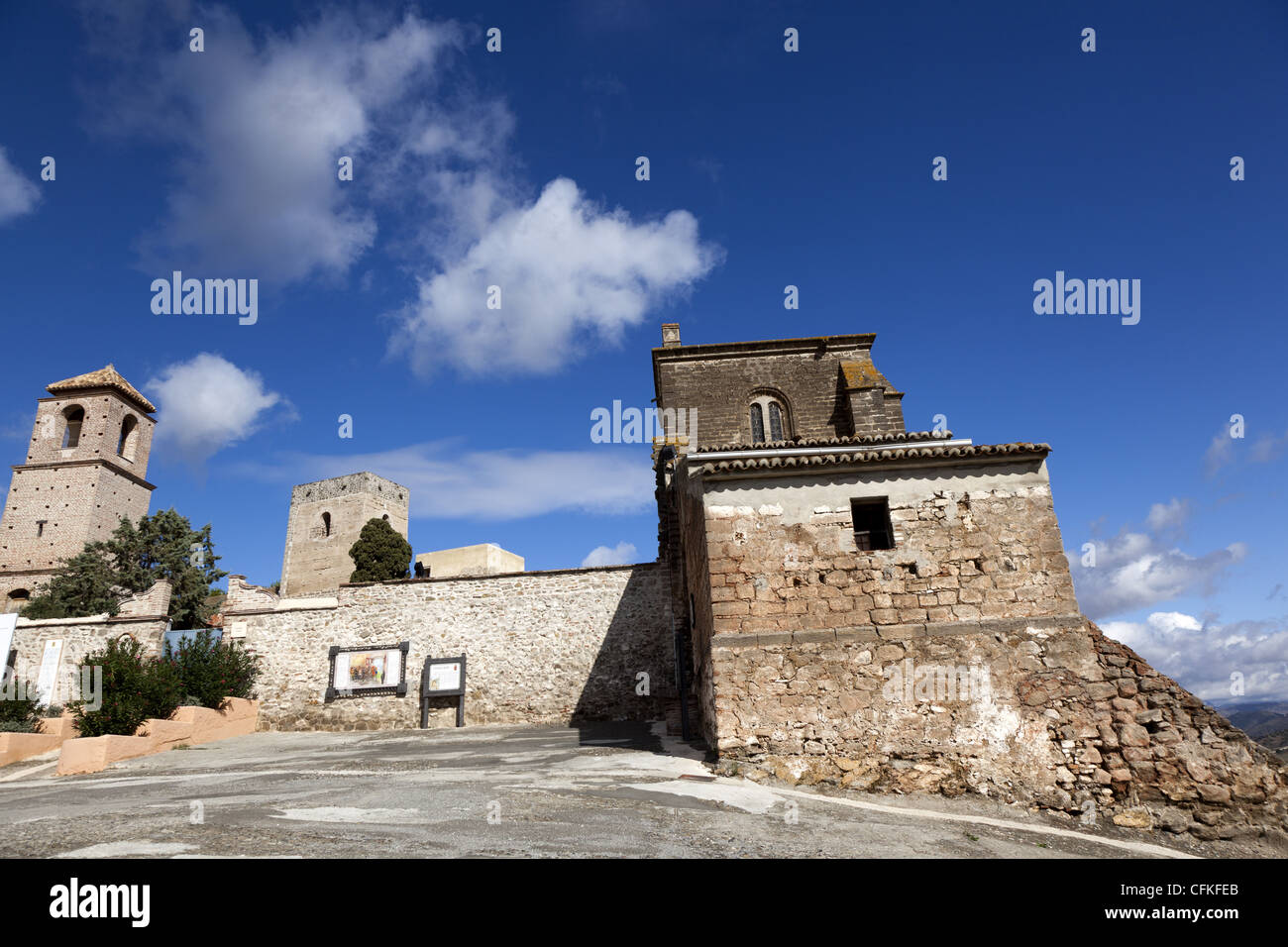 Arab Castle on a hilltop overlooking the town of Alora, Andalusia ...