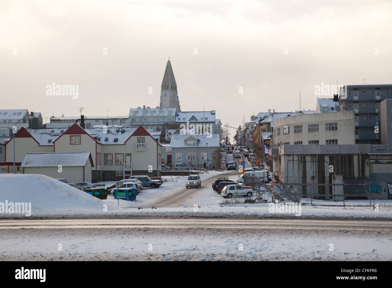 Reykjavik Iceland city winter street view Stock Photo - Alamy