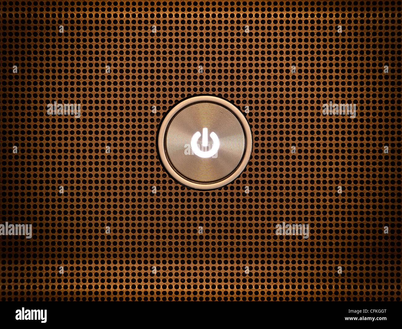 Closeup view of the power button on a metal surface Stock Photo - Alamy