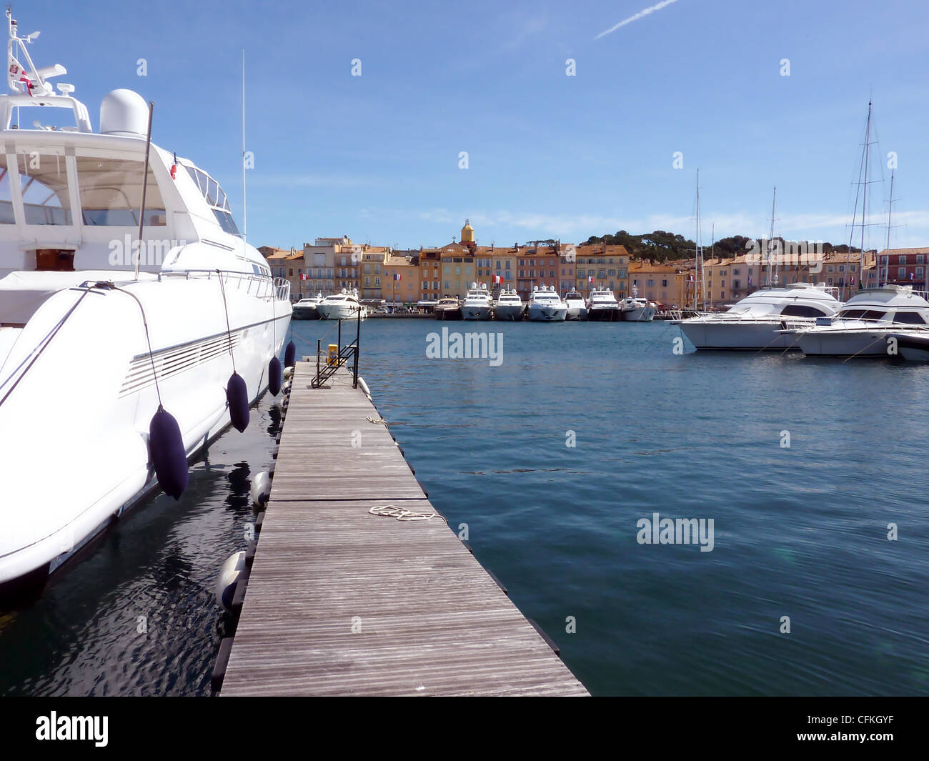 Yachts and pontoon at the port of Saint-Tropez, France, by beautiful ...