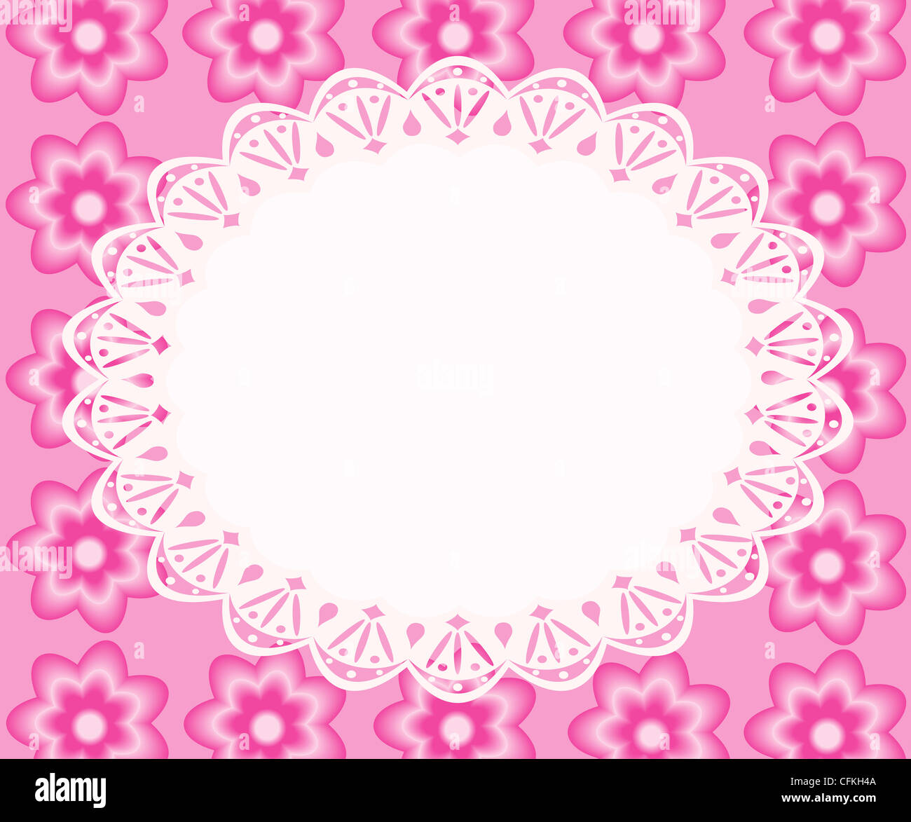 Lace frame with pink flowers Stock Photo - Alamy