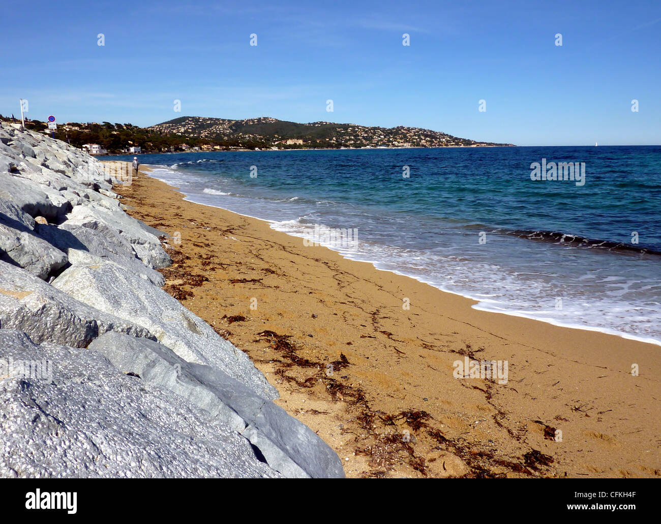 White rocks, beach of sand and mediterranean sea in a landscape of ...