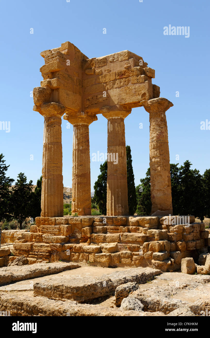 Agrigento. Sicily. Italy. View of the reconstructed northwest corner of ...