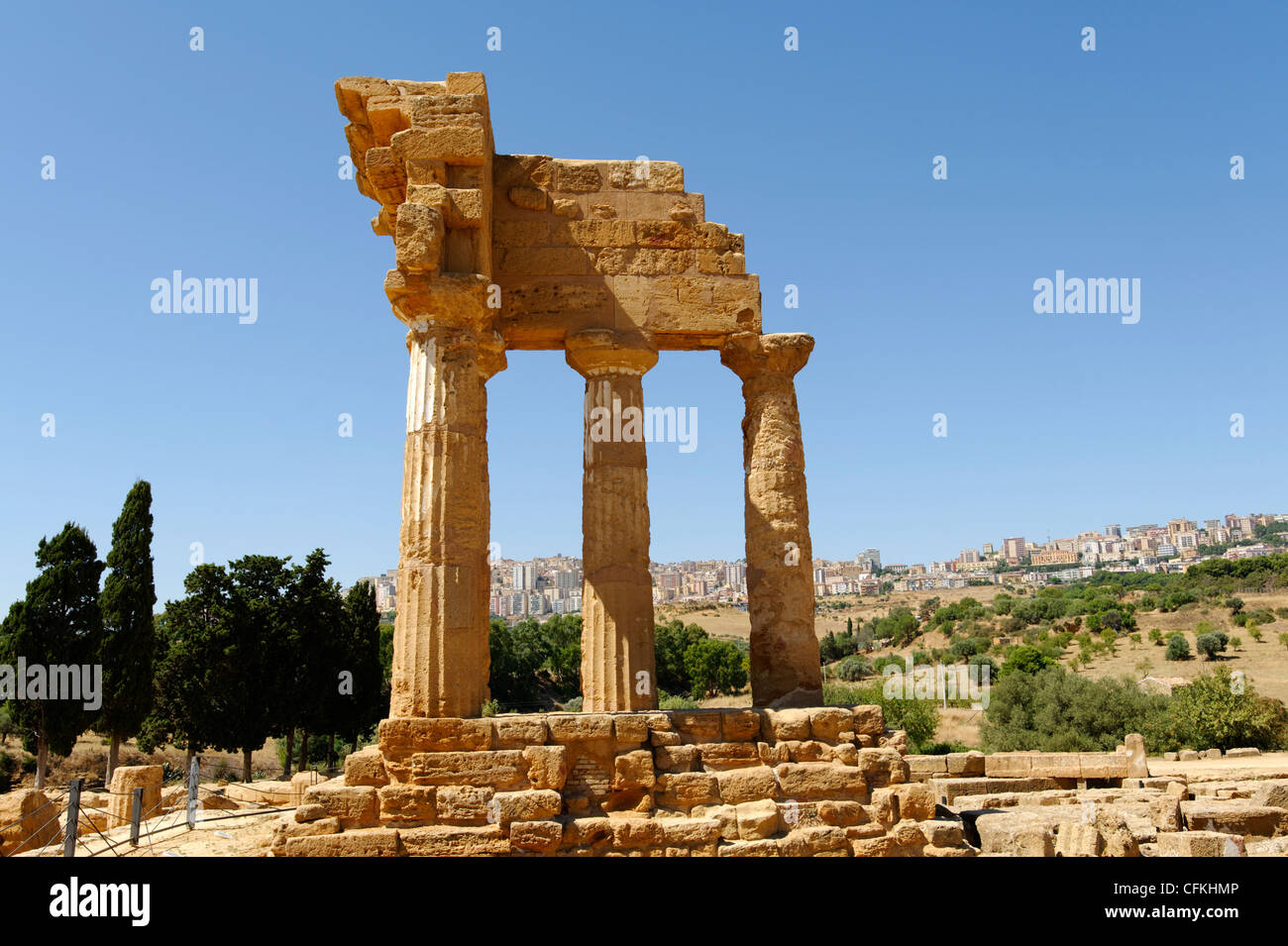 Agrigento. Sicily. Italy. View of the reconstructed northwest corner of ...