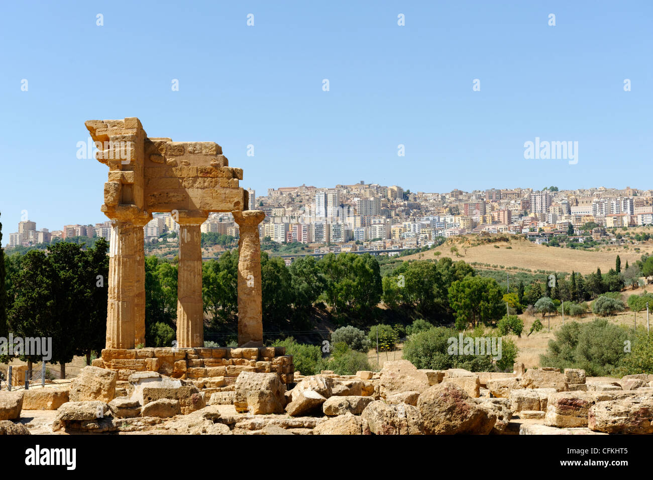 Agrigento. Sicily. Italy. View of the reconstructed northwest corner of ...