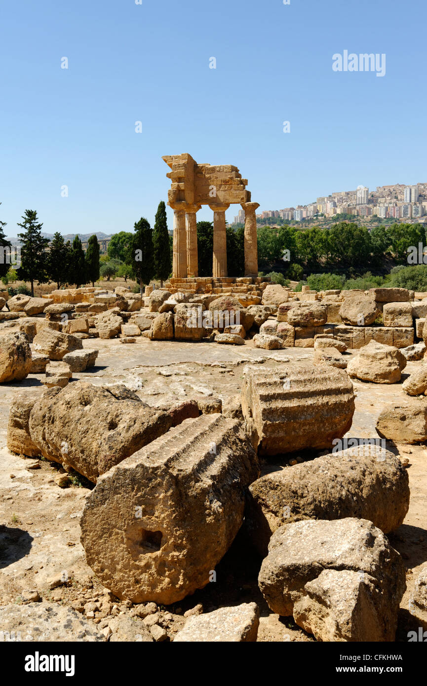 Agrigento. Sicily. Italy. View of the reconstructed northwest corner of ...
