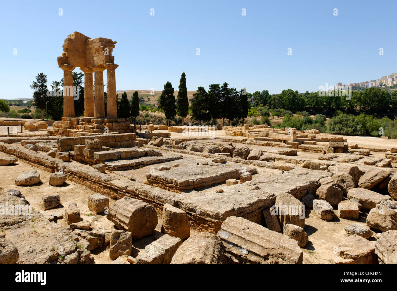 Agrigento. Sicily. Italy. View of the reconstructed northwest corner of ...
