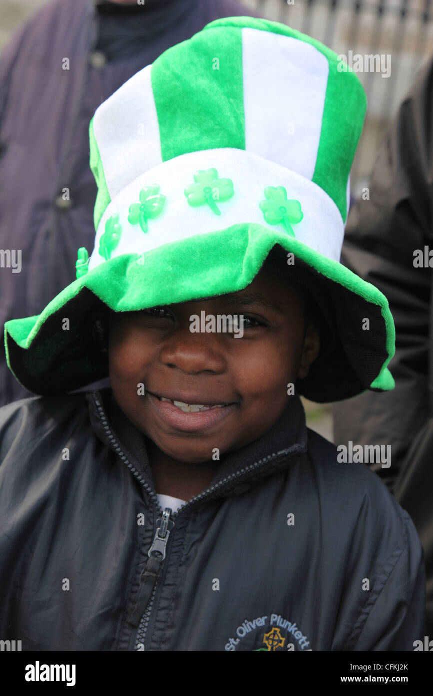 Young boy enjoying the St Patrick's day Parade, Carrickmacross, Co ...