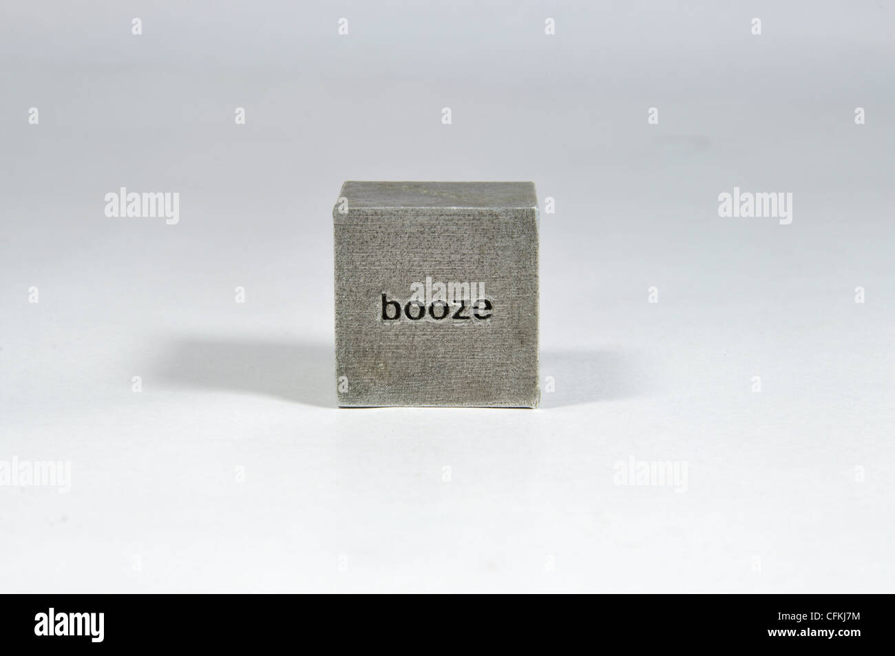 Metal block with booze written on it Stock Photo - Alamy