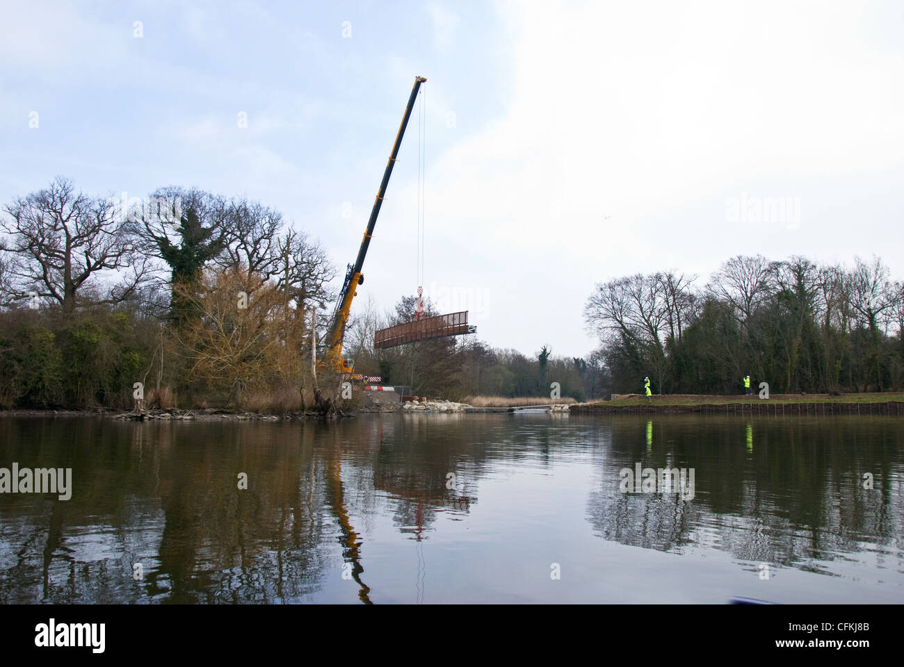 New bridge being lowered into place Stock Photo - Alamy