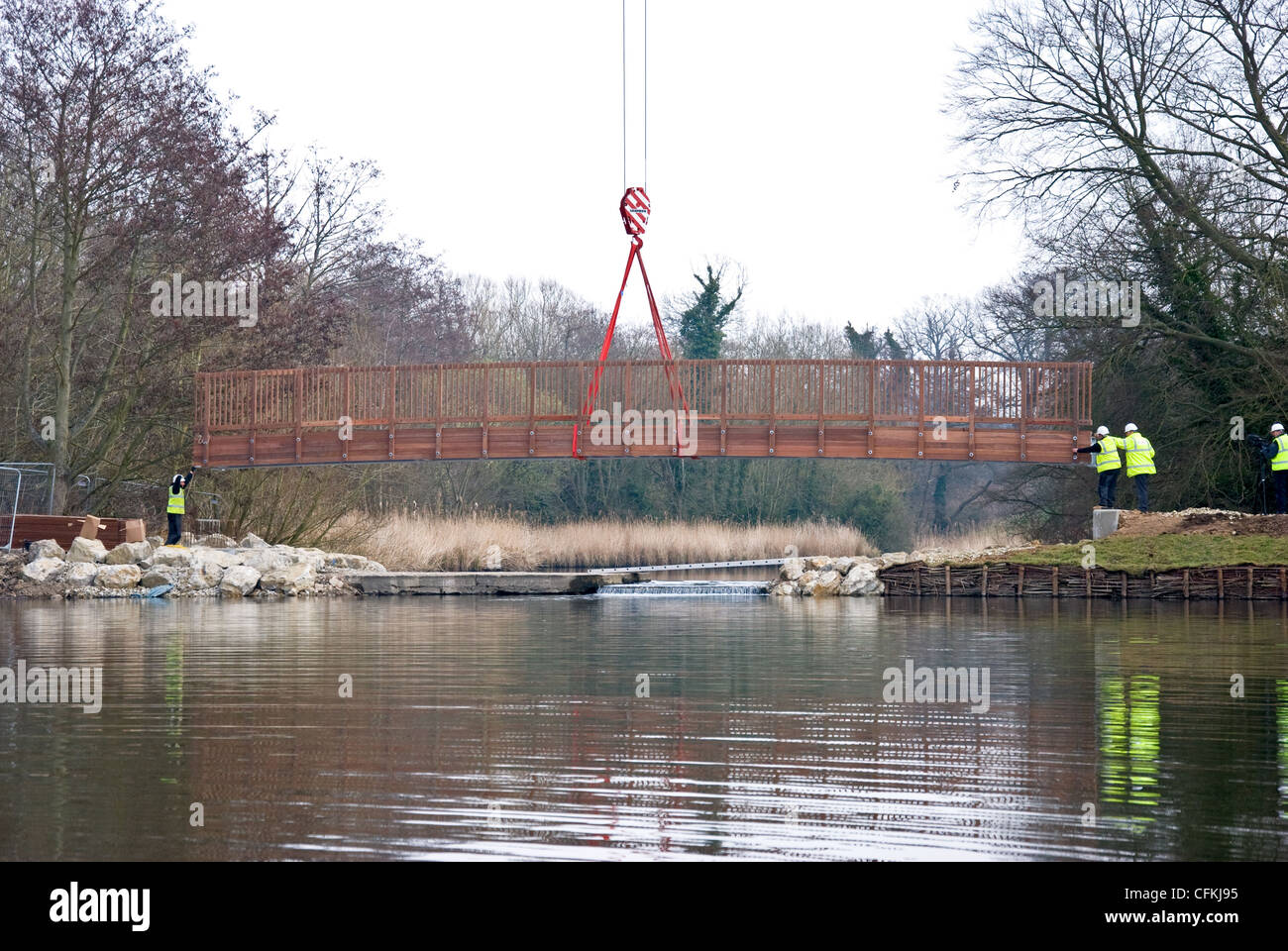New bridge being lowered into place Stock Photo - Alamy