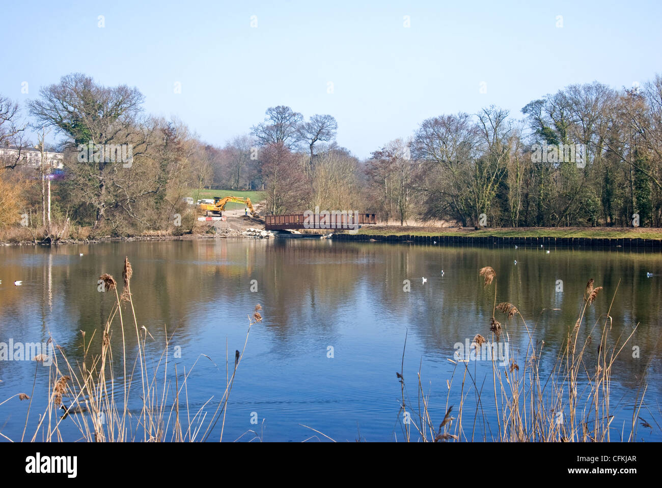 New bridge over lake Stock Photo - Alamy