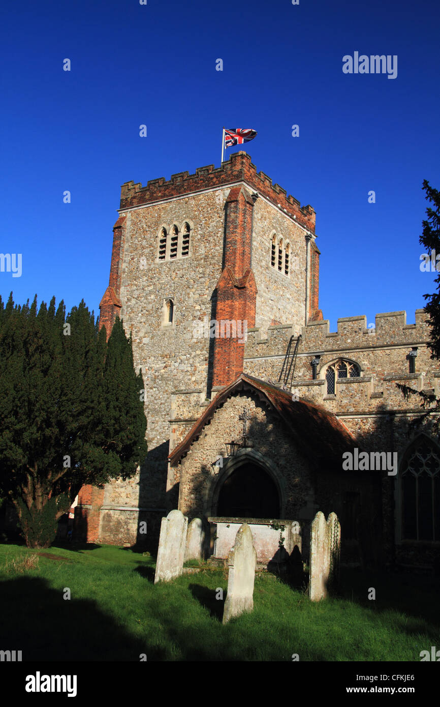 Norman All Saints Parish Church & churchyard with gravestones, Writtle ...