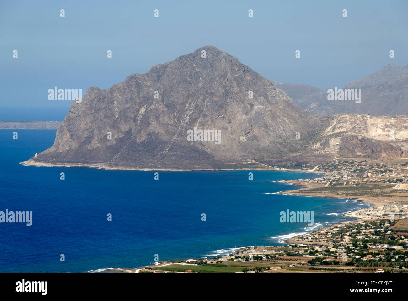 Sicily. Italy. Magnificent view of the towering and pyramid shaped ...