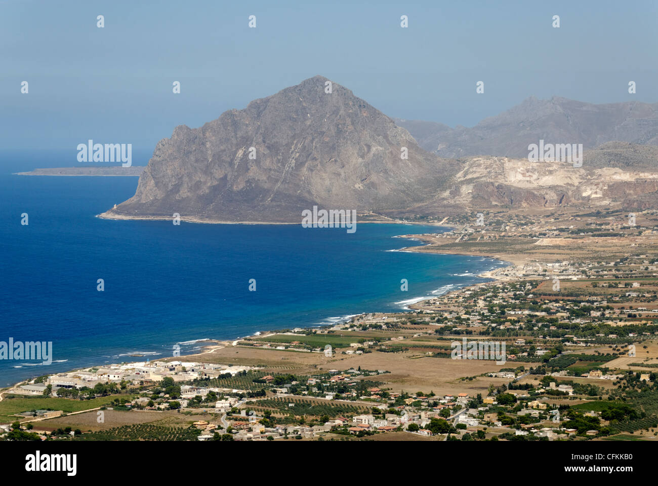 Sicily. Italy. Magnificent view of the towering and pyramid shaped ...