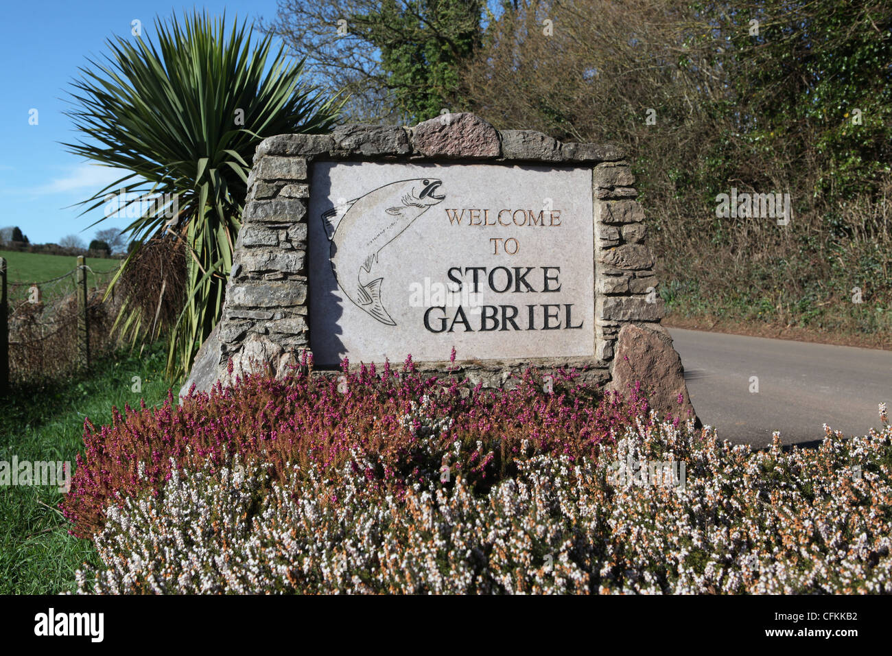 Welcome to Stoke Gabriel Stock Photo - Alamy