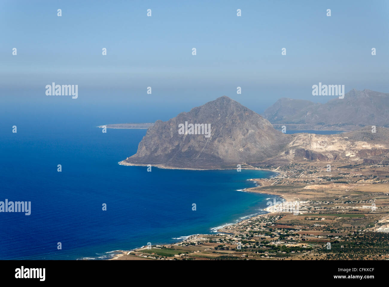 Sicily. Italy. Magnificent view of the towering and pyramid shaped ...