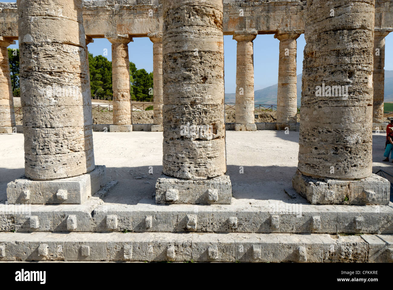 Sicily. Italy. View of the lifting bosses left on the crepidoma steps ...