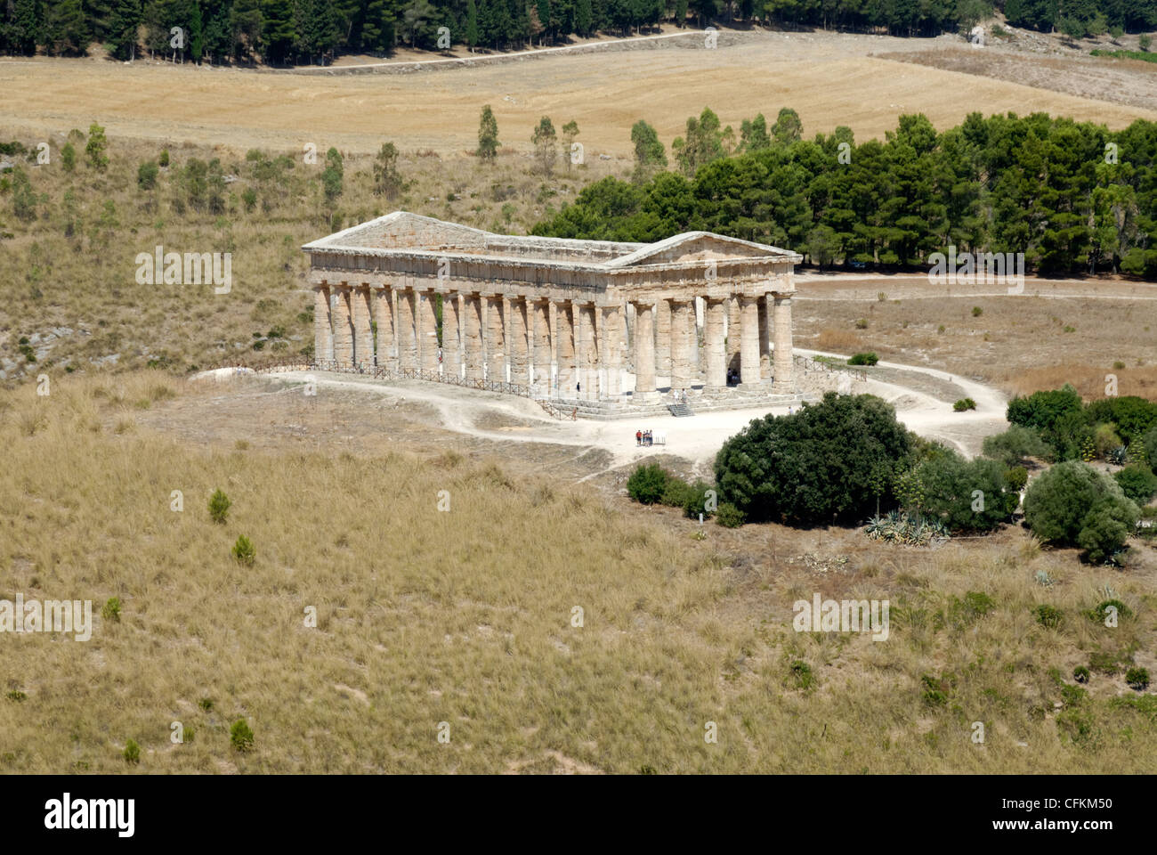 Panoramic view of the Greek classic Doric Temple of Segesta in Sicily ...