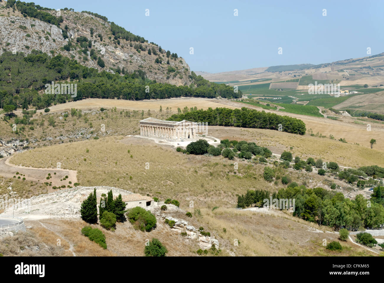 Panoramic view of the Greek classic Doric Temple of Segesta in Sicily ...