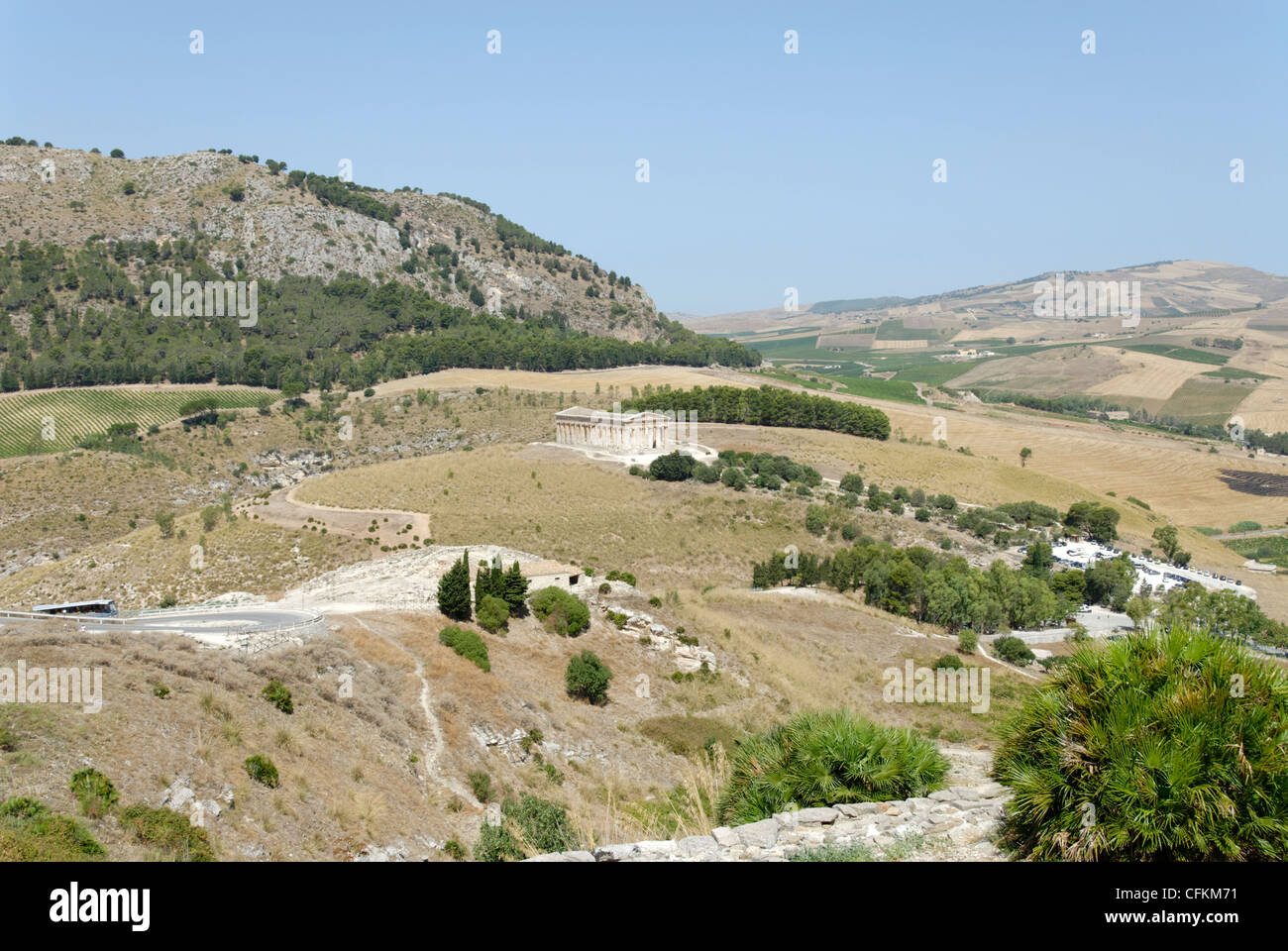Panoramic view of the Greek classic Doric Temple of Segesta in Sicily ...
