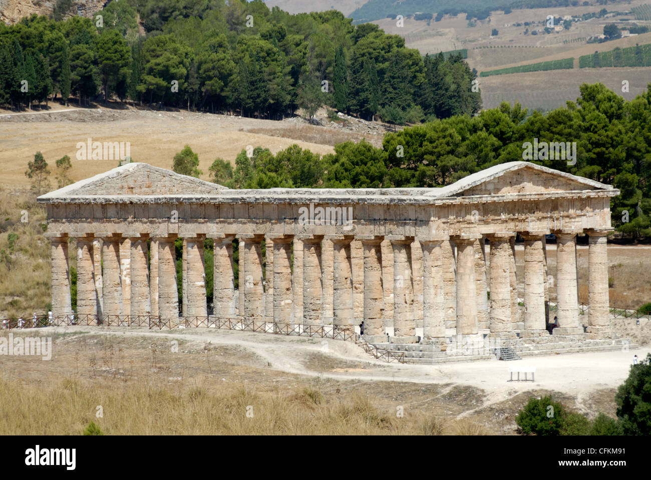 Panoramic view of the Greek classic Doric Temple of Segesta in Sicily ...