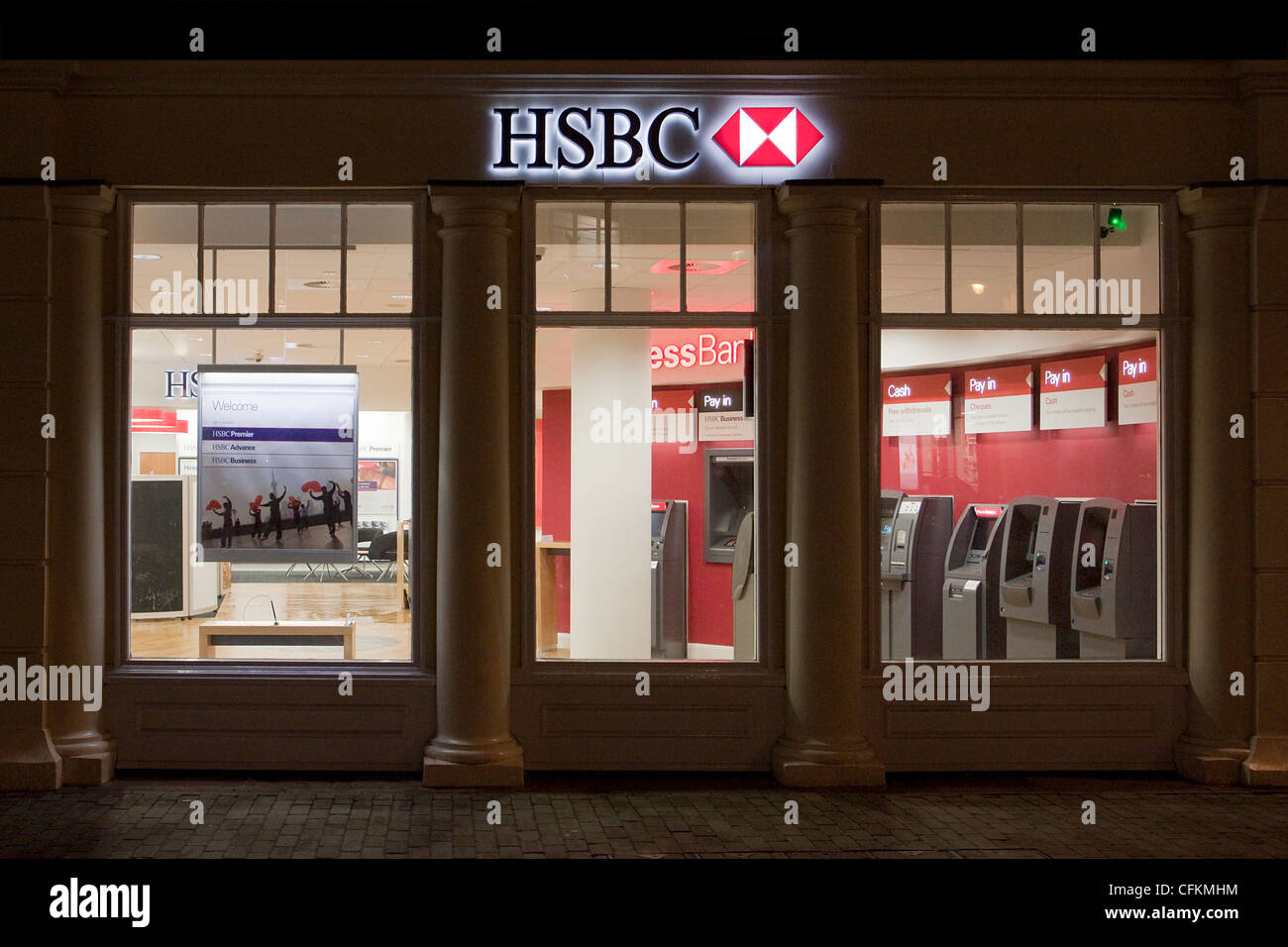 HSBC Bank Illuminated Shop Window Display at night Stock Photo - Alamy