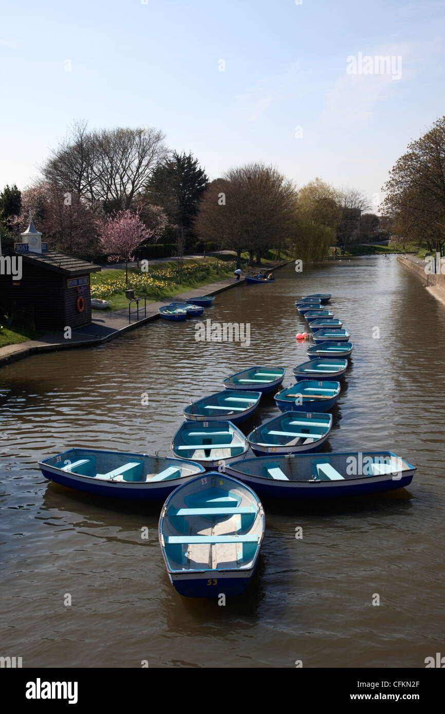 Boats for hire on Royal Military Canal Hythe Kent Stock Photo - Alamy