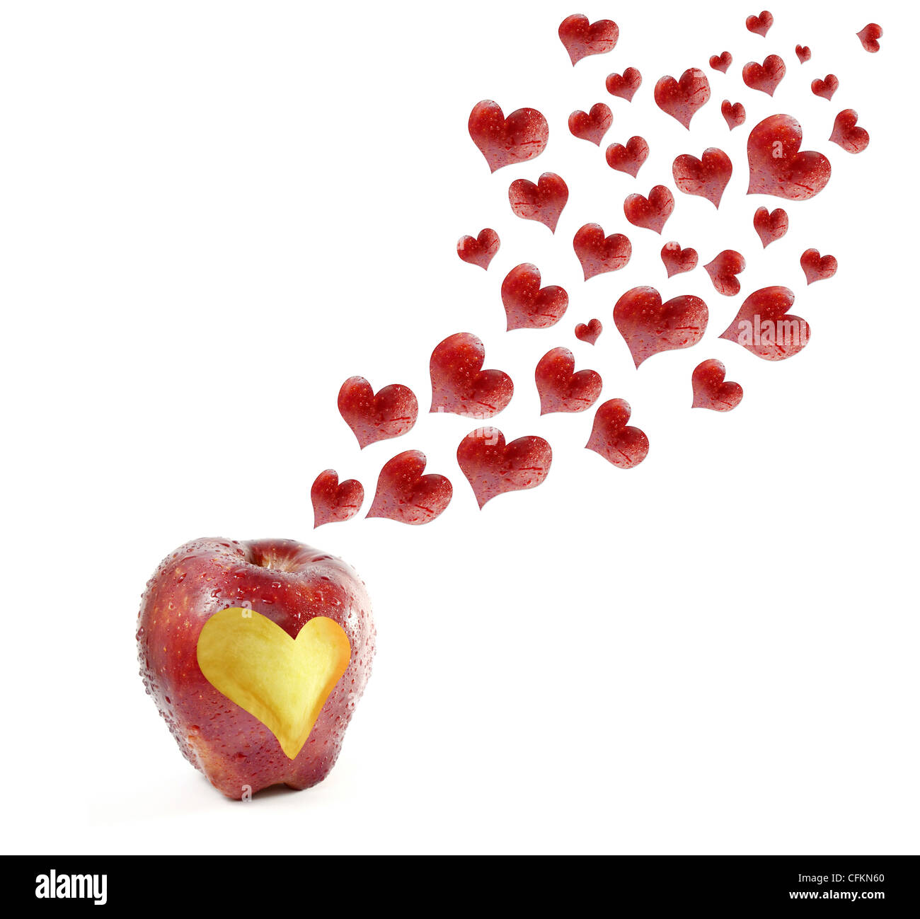red apple with heart shape Stock Photo - Alamy