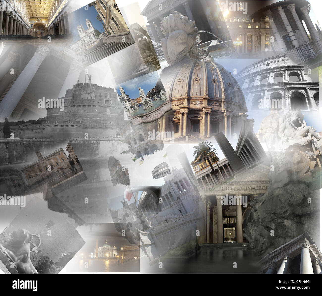 Rome and its monuments. Photographic collage of the most famous ...