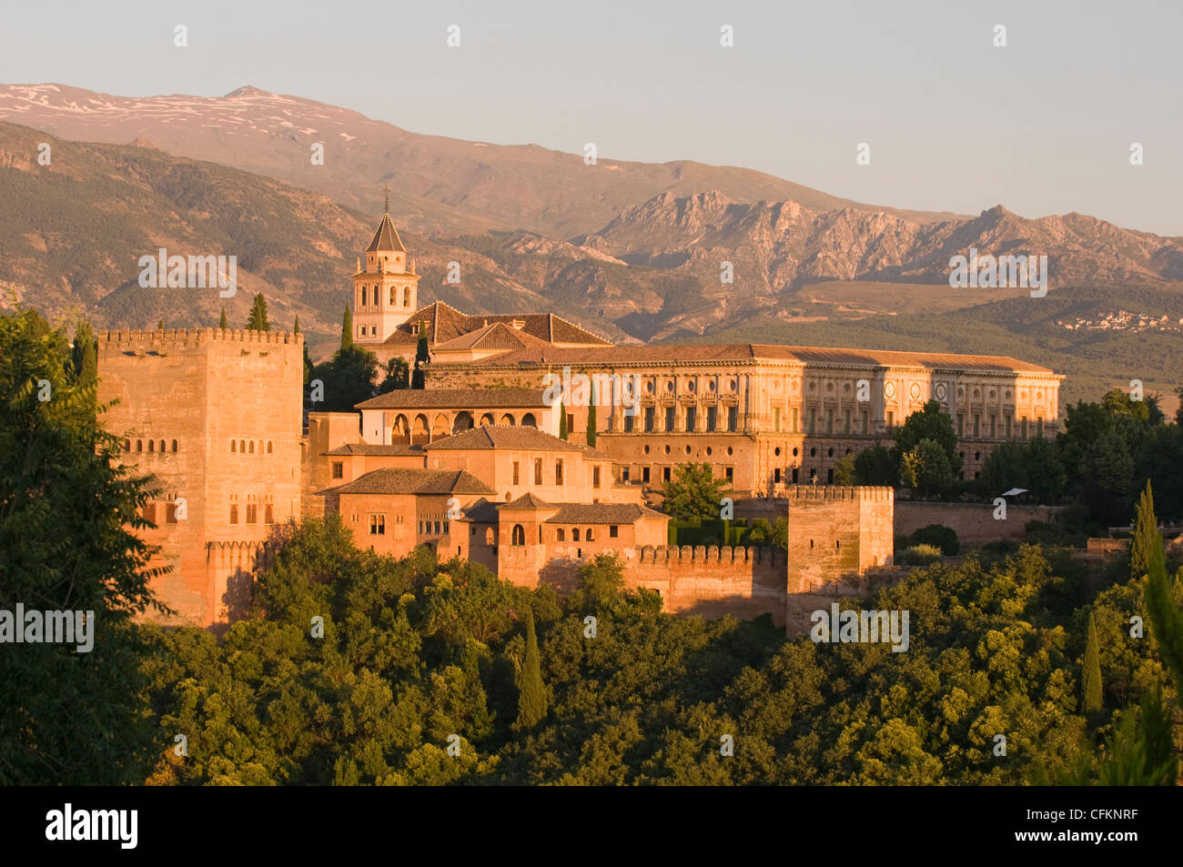 La Alhambra at sunset, Granada, Spain Stock Photo - Alamy