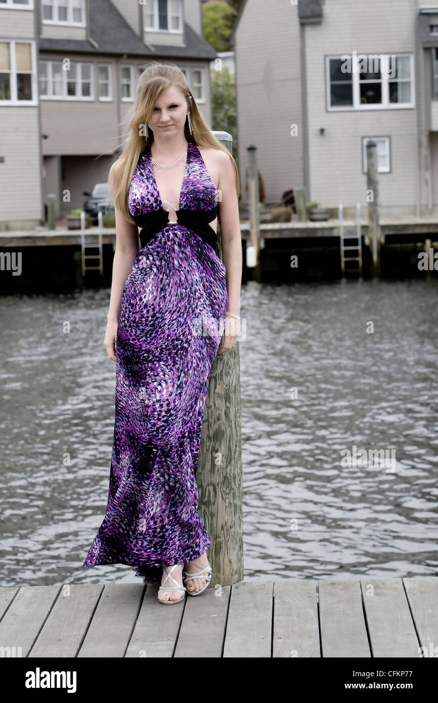 Woman on the dock Stock Photo - Alamy