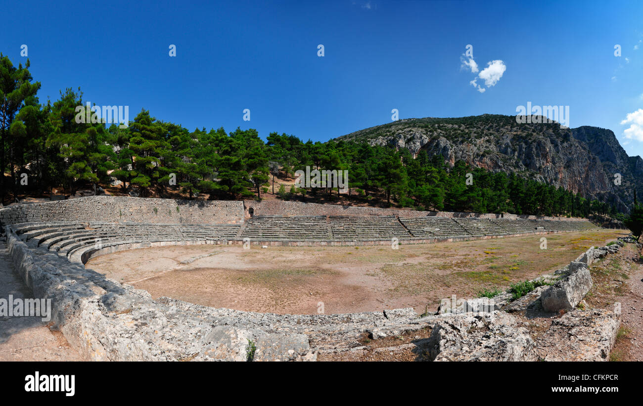 Ancient Stadium (5th cent. B.C.) in Delphi, Greece Stock Photo - Alamy
